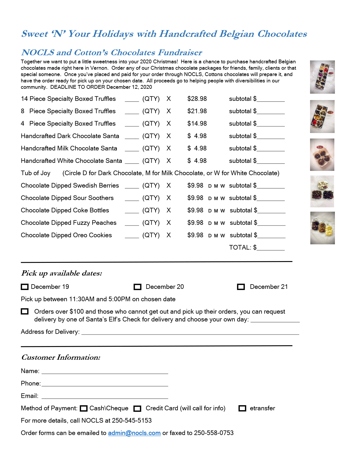 Christmas Chocolate Fundraiser! – North Okanagan Community Life Society